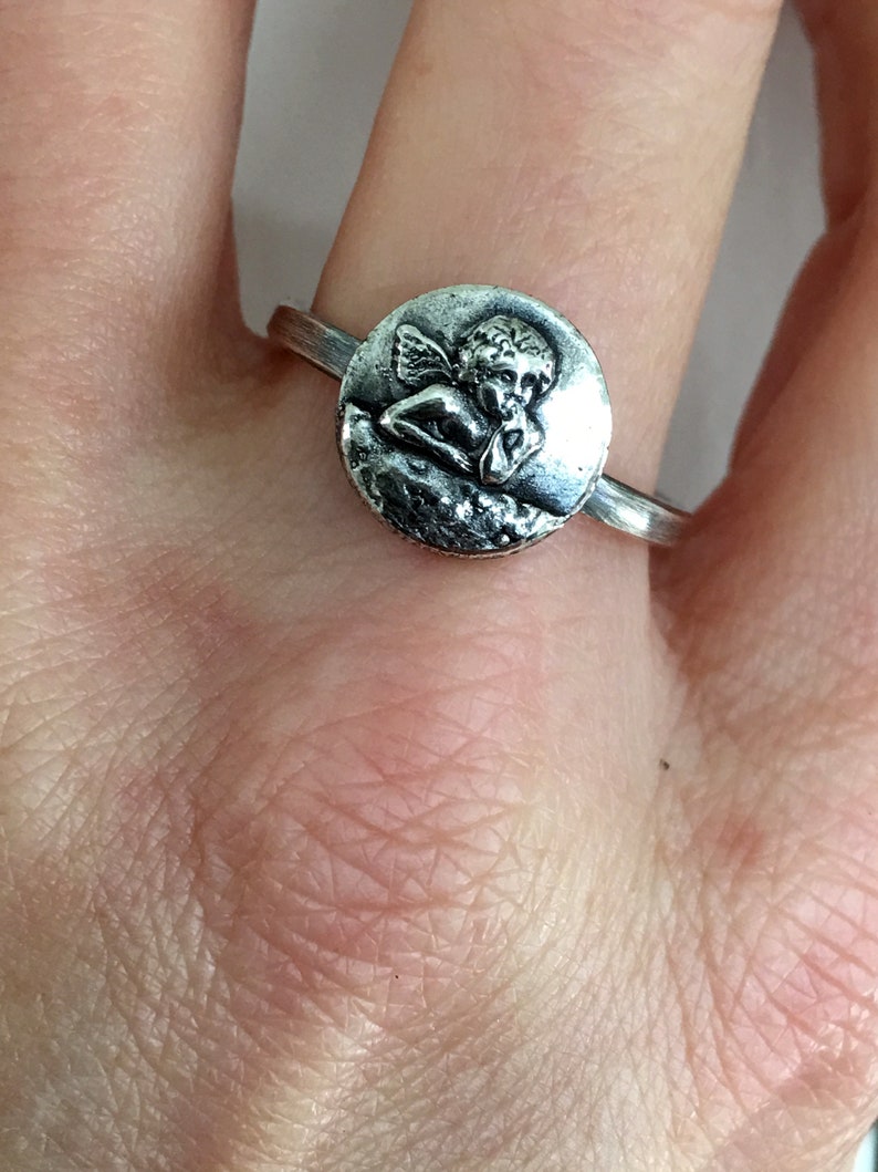 Sterling Silver Cherub Ring, Raphael Angel Ring, Sterling Angel Ring ...