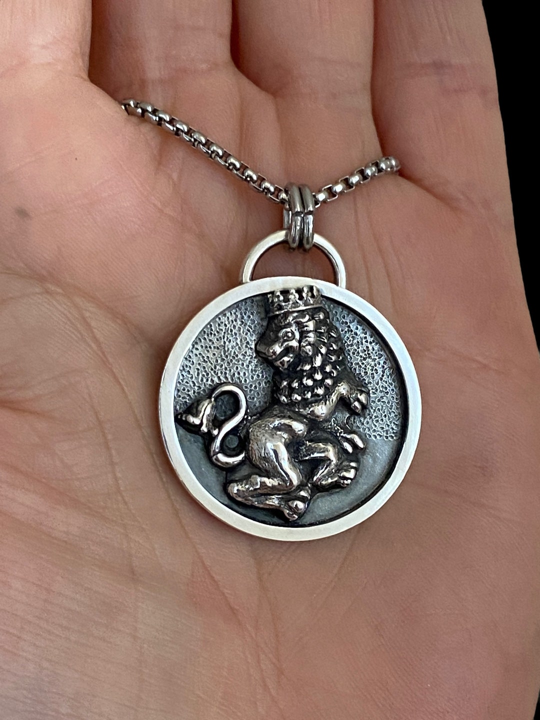 Lion of Judah Necklace, Silver Lion Necklace, Lion Charm Pendant, Silver Lion Charm, Lion of ...
