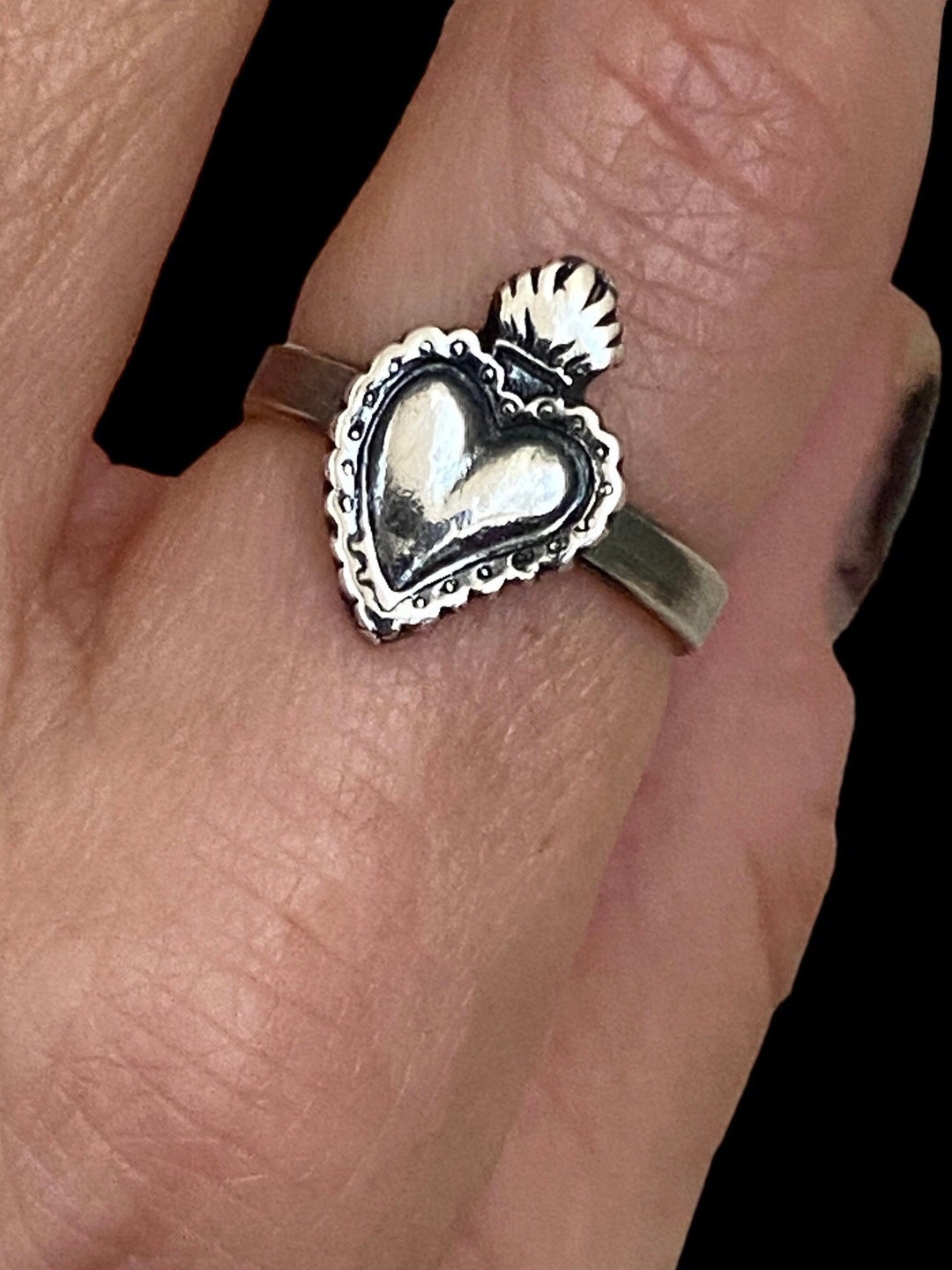 Sacred Heart Ring/ Sacred Heart/ Heart Sacred/ Silver Heart Ring ...