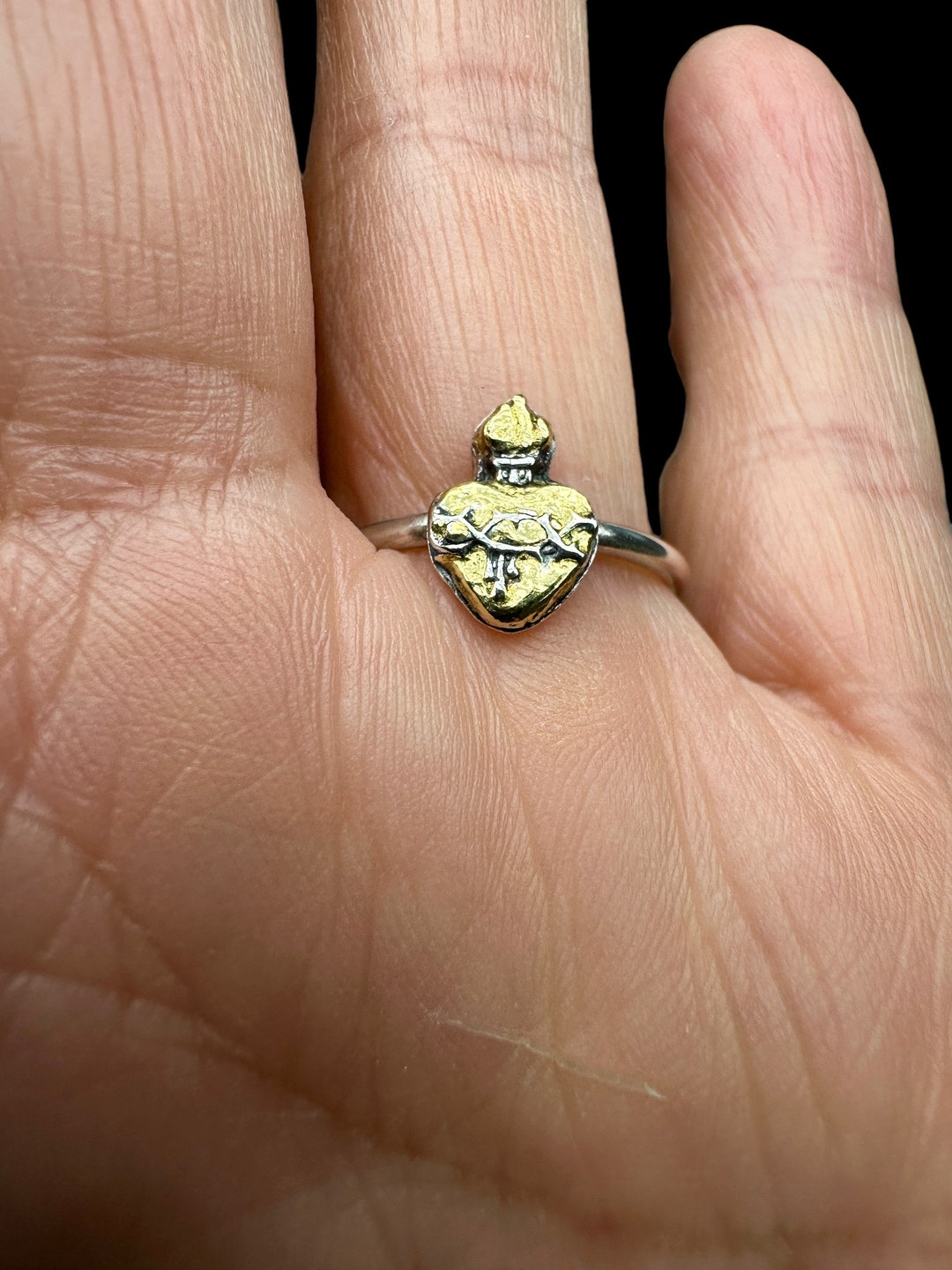 Sacred Heart Ring/ Sacred Heart/ Heart Sacred/ Silver Heart Ring ...