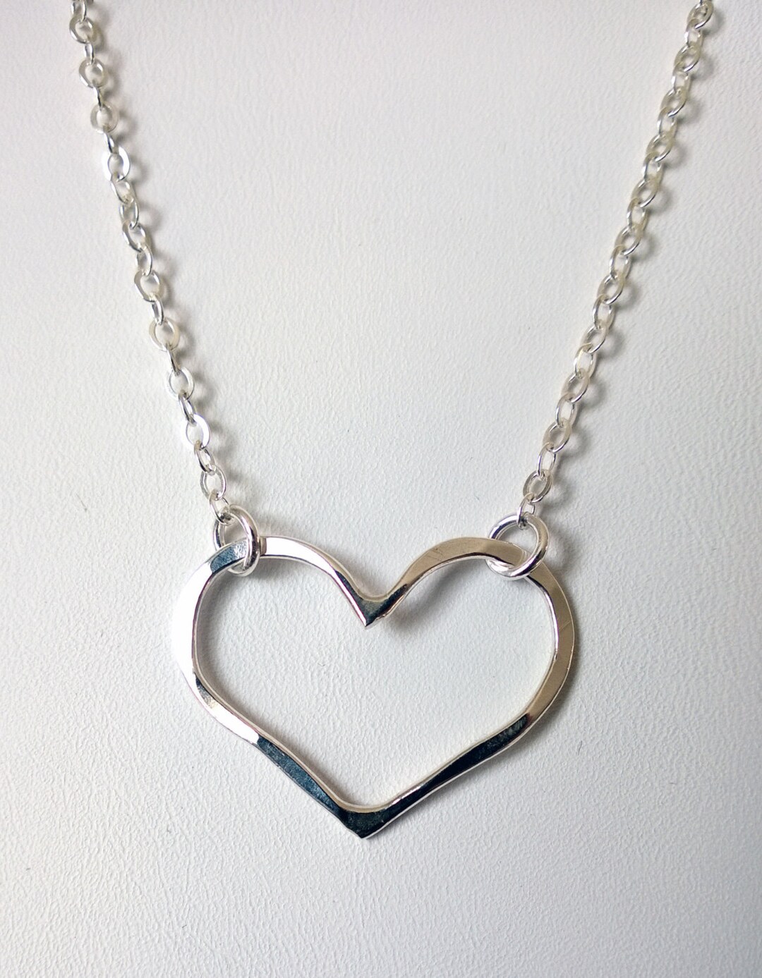 Open Heart Necklace/ Silver Open Heart Necklace/ Fine Silver Heart ...