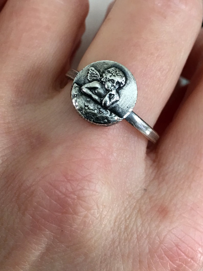 Sterling Silver Cherub Ring, Raphael Angel Ring, Sterling Angel Ring ...
