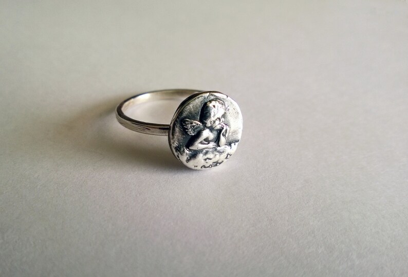 Sterling Silver Cherub Ring, Raphael Angel Ring, Sterling Angel Ring ...