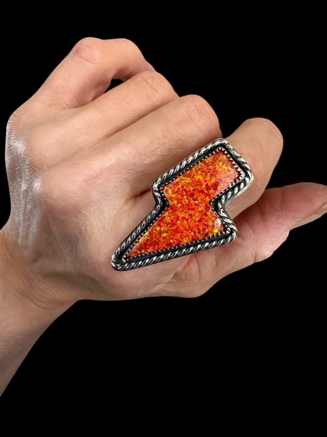 Sterling Bolt Ring, Aura Opal Bolt Ring, Aura Opal Bolt Ring, Bolt Ring, Lightening Bolt Jewelry ...