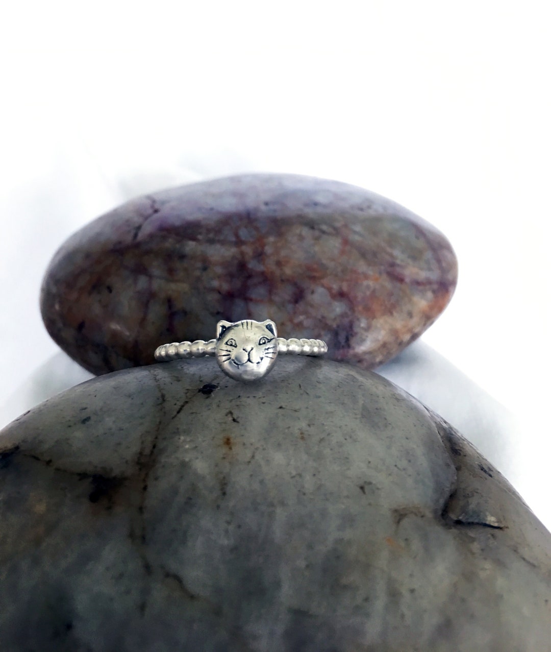 Cat Ring Tiny Cat Ring Silver Cat Ring Cat Head Ring Tiny - Etsy