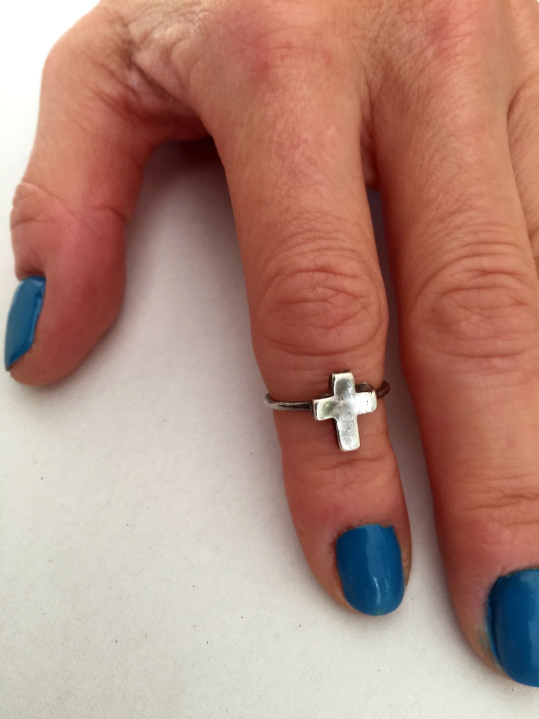 Tiny Cross Ring, Dainty Cross Ring, Silver Cross Ring, Cross Charm Ring ...