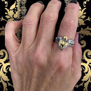 Winged Sacred Heart Ring/ Winged Sacred Heart/ Heart Sacred/ Silver ...