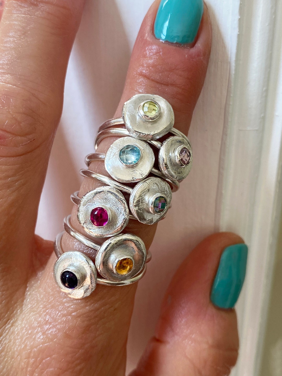 Birthstone Ring/ Stackable Birthstone Ring/ Sterling Gemstone Ring ...