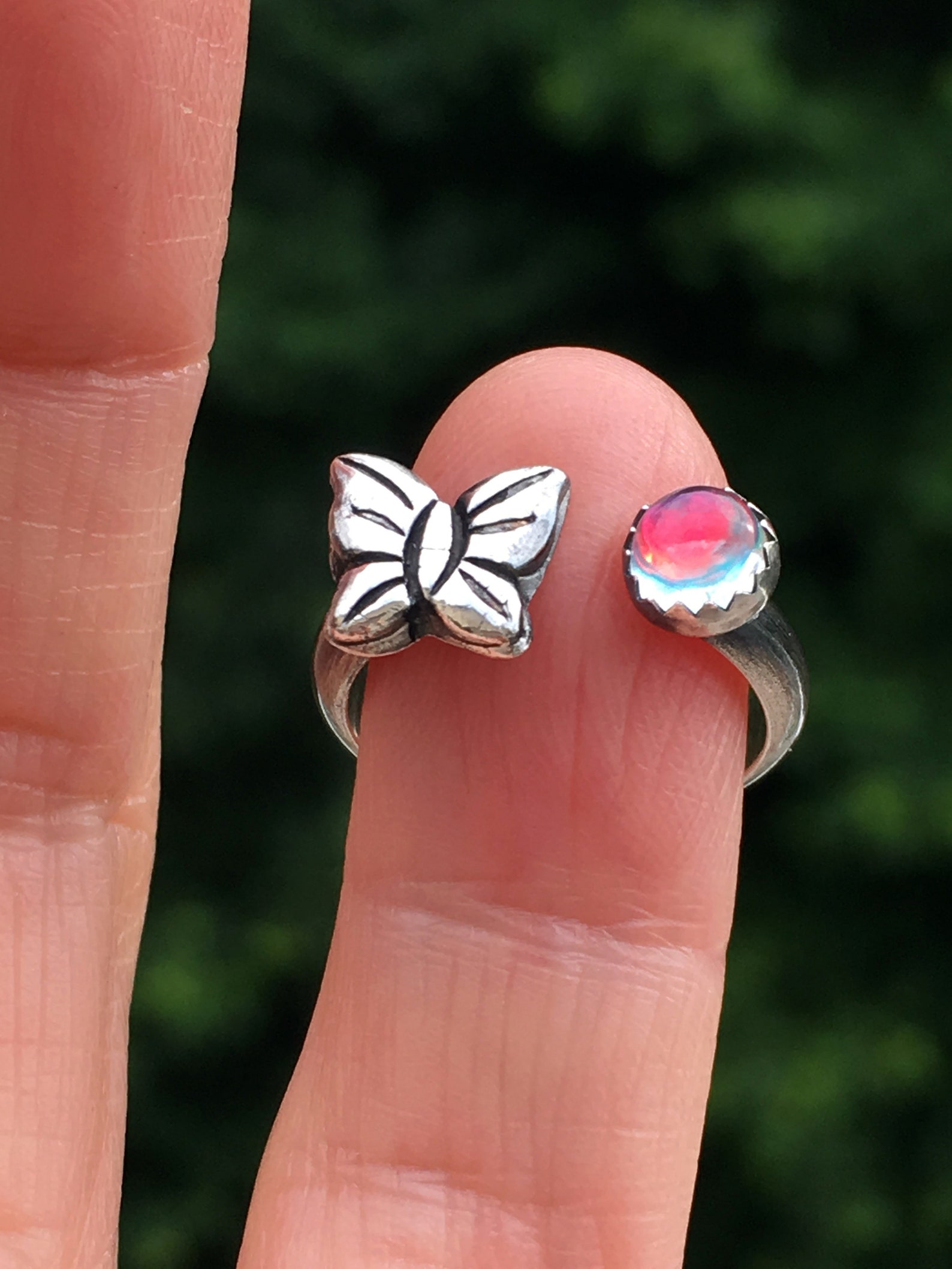 Adjustable Butterfly Ring/ Butterfly Ring/ Aura Quartz Ring/ | Etsy