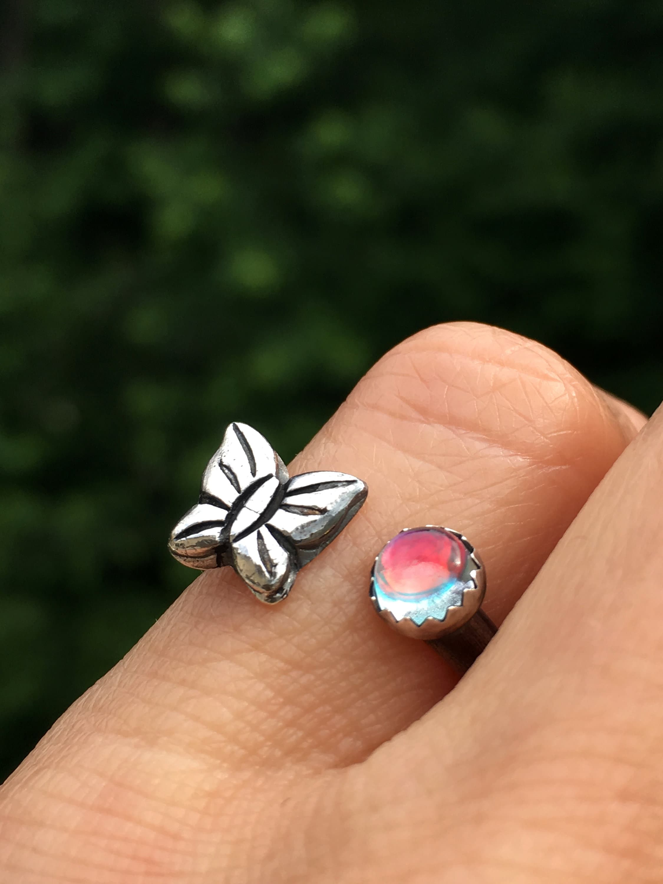 Adjustable Butterfly Ring/ Butterfly Ring/ Aura Quartz Ring/ | Etsy