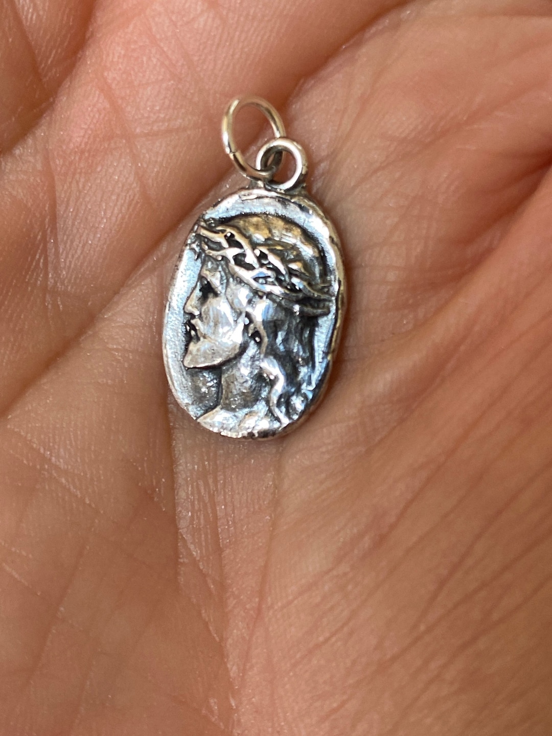 Silver Jesus Medal, Jesus Medal, Jesus Medallion, Head of Christ Medal ...