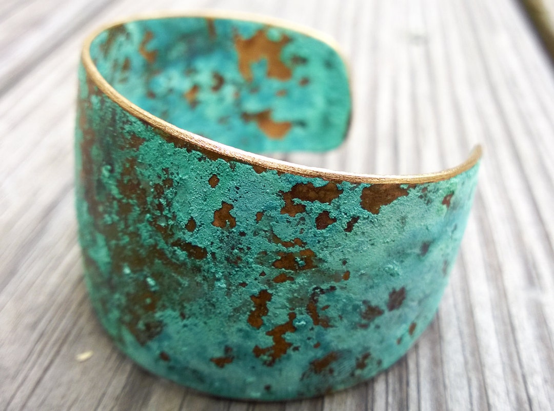 Patina Cuff/ Turquoise Patina Cuff/ Patina Bracelet/ Verdigris Cuff ...