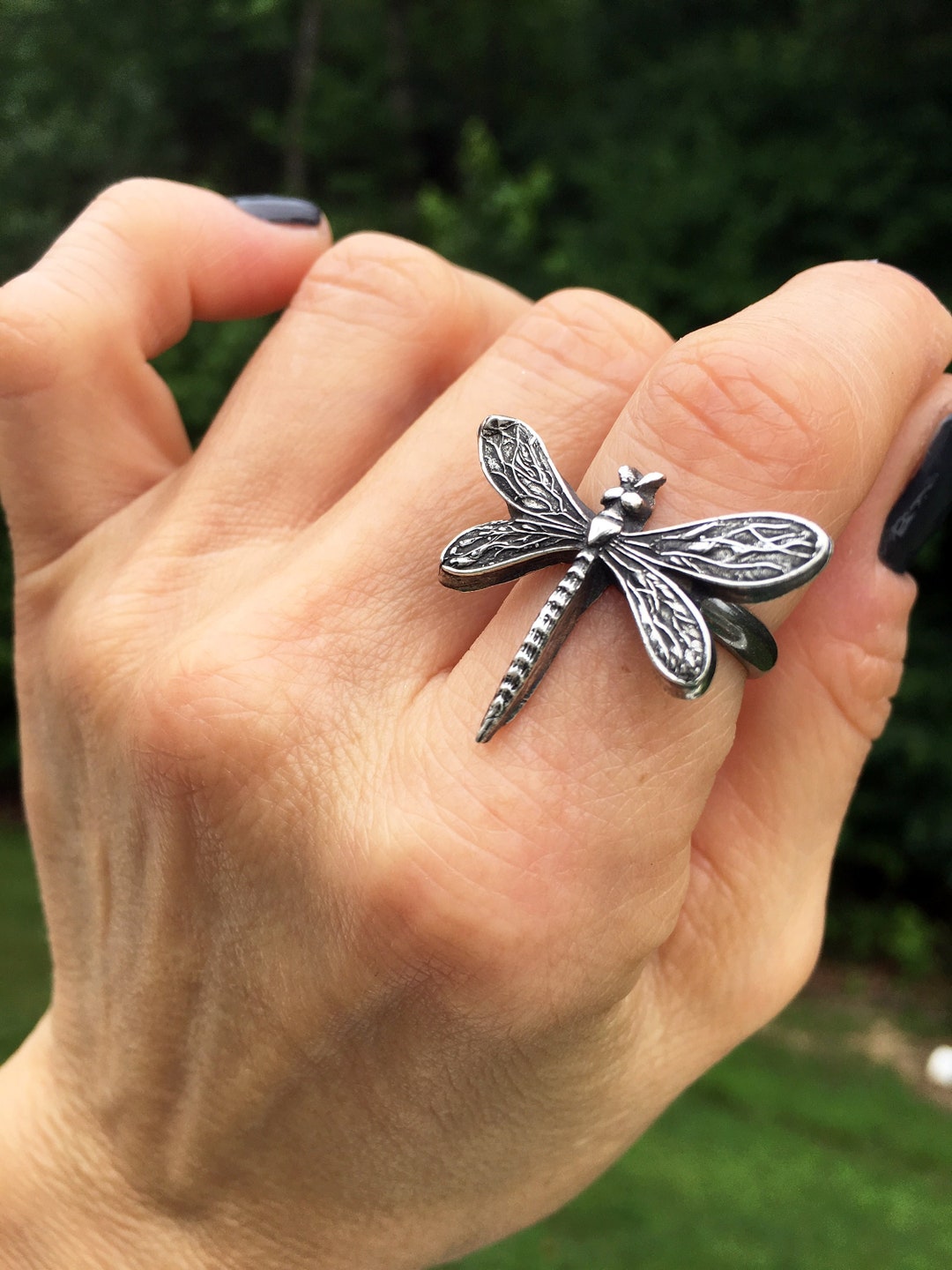 Dragonfly Ring, Big Dragonfly Ring, Silver Dragonfly Ring, Large ...