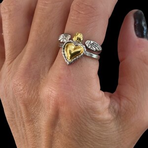Winged Sacred Heart Ring/ Winged Sacred Heart/ Heart Sacred/ Silver ...