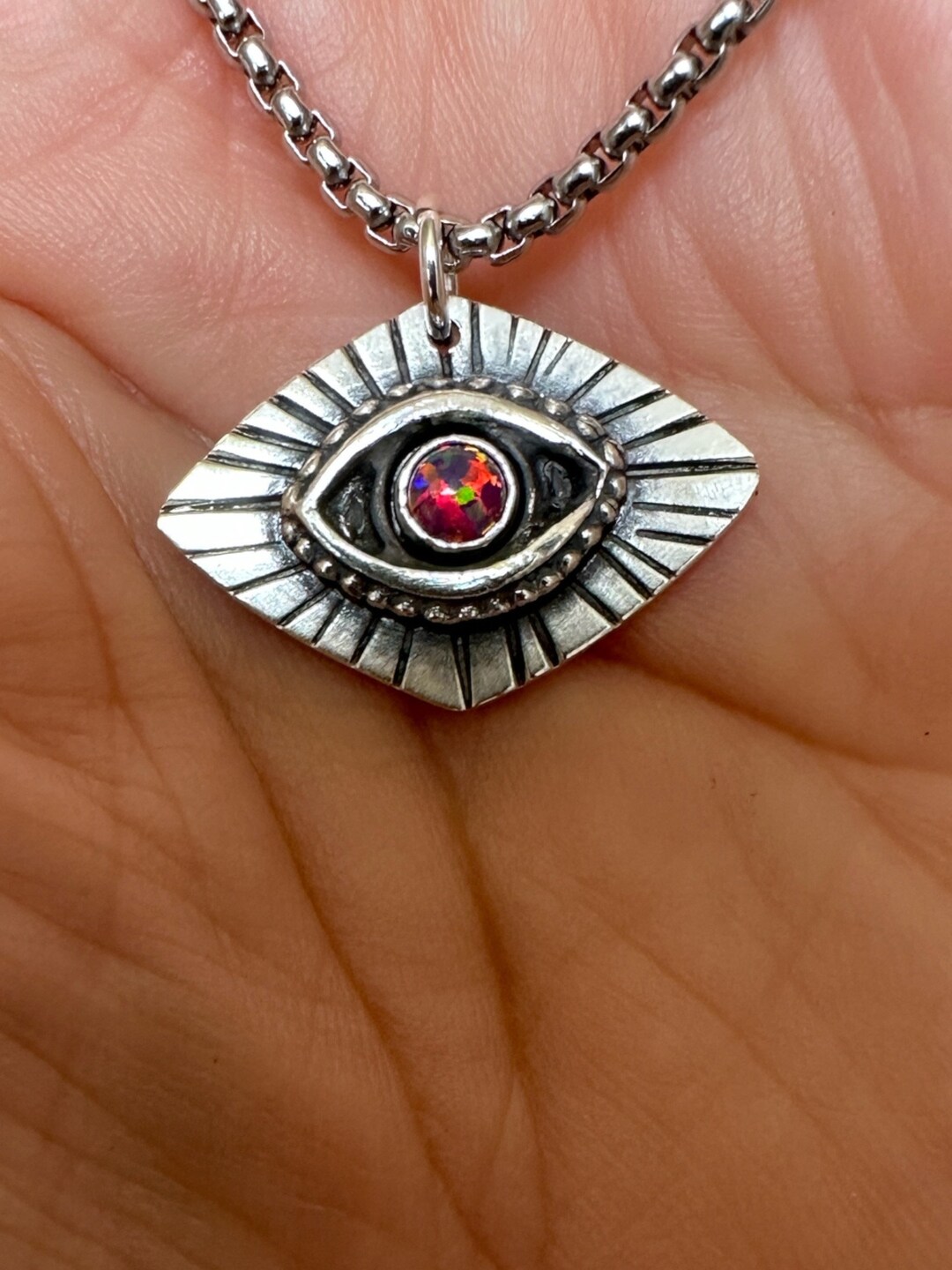 Evil Eye Necklace, All Seeing Eye Gift, Opal Eye Necklace, Evil Eye ...