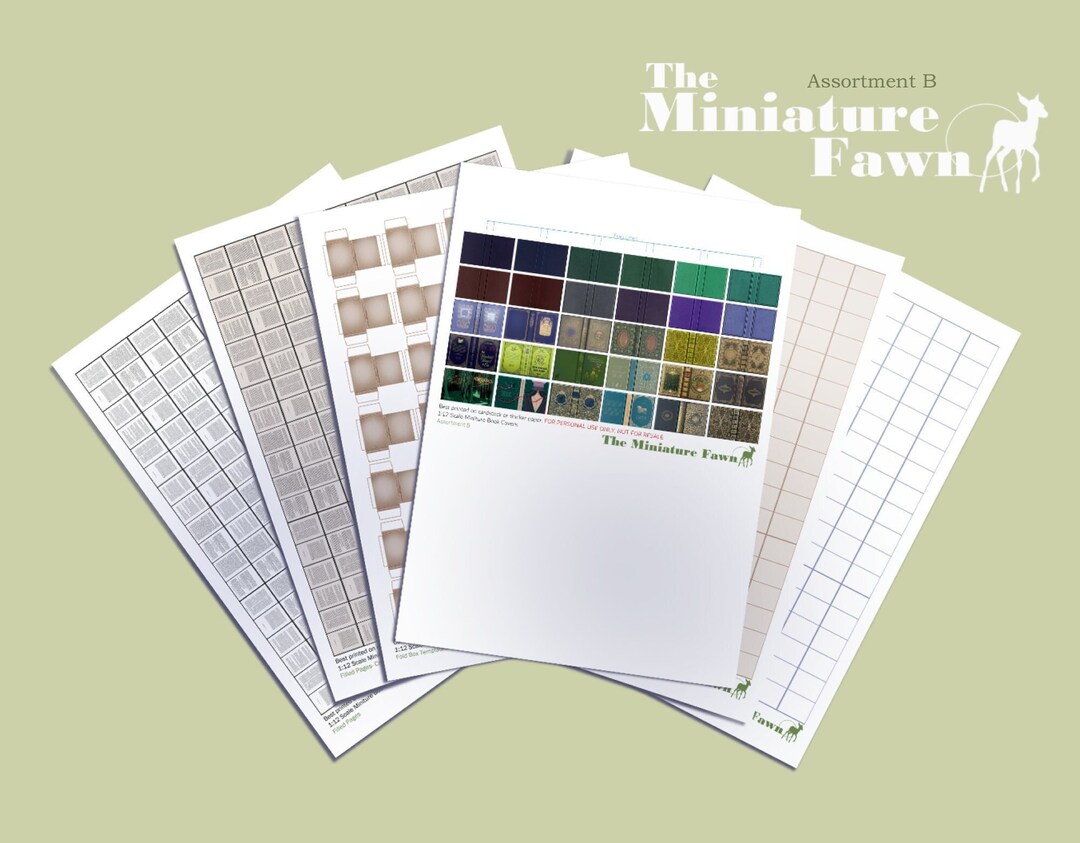 DIY 30 Miniature Books in 1:12th Scale- Digital Download Assortment B ...