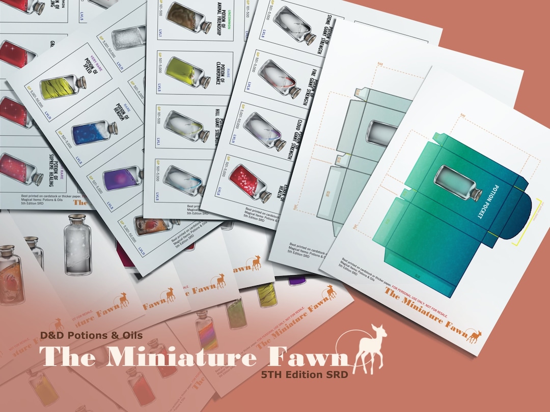 D&D Potion Cards|potion Illustrations|magical Items - Etsy