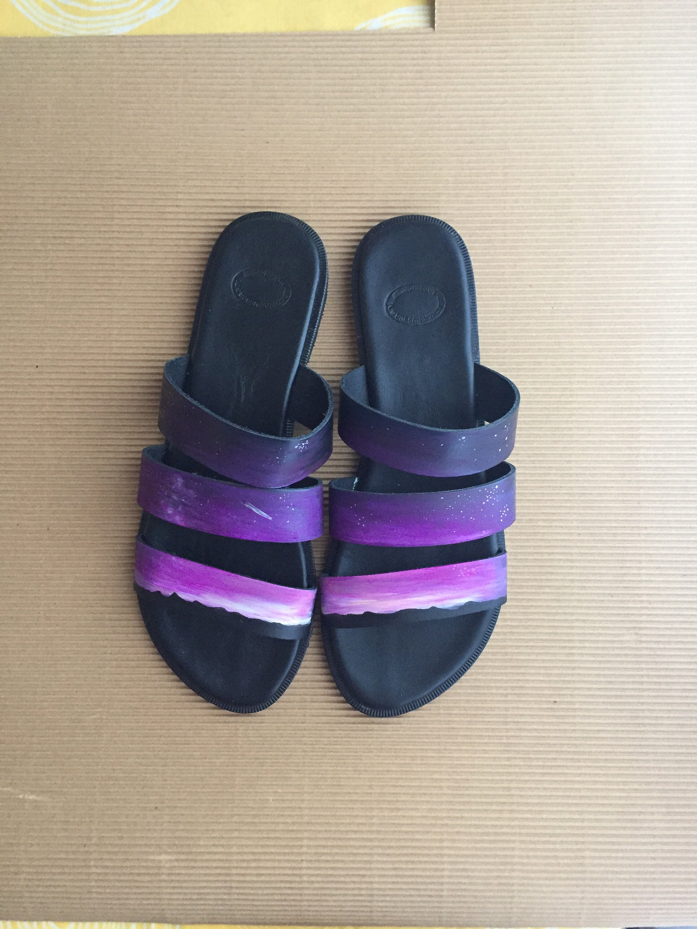 Purple Sandals, Leather Sandals, Comfortable Sandals, Black Sandals ...