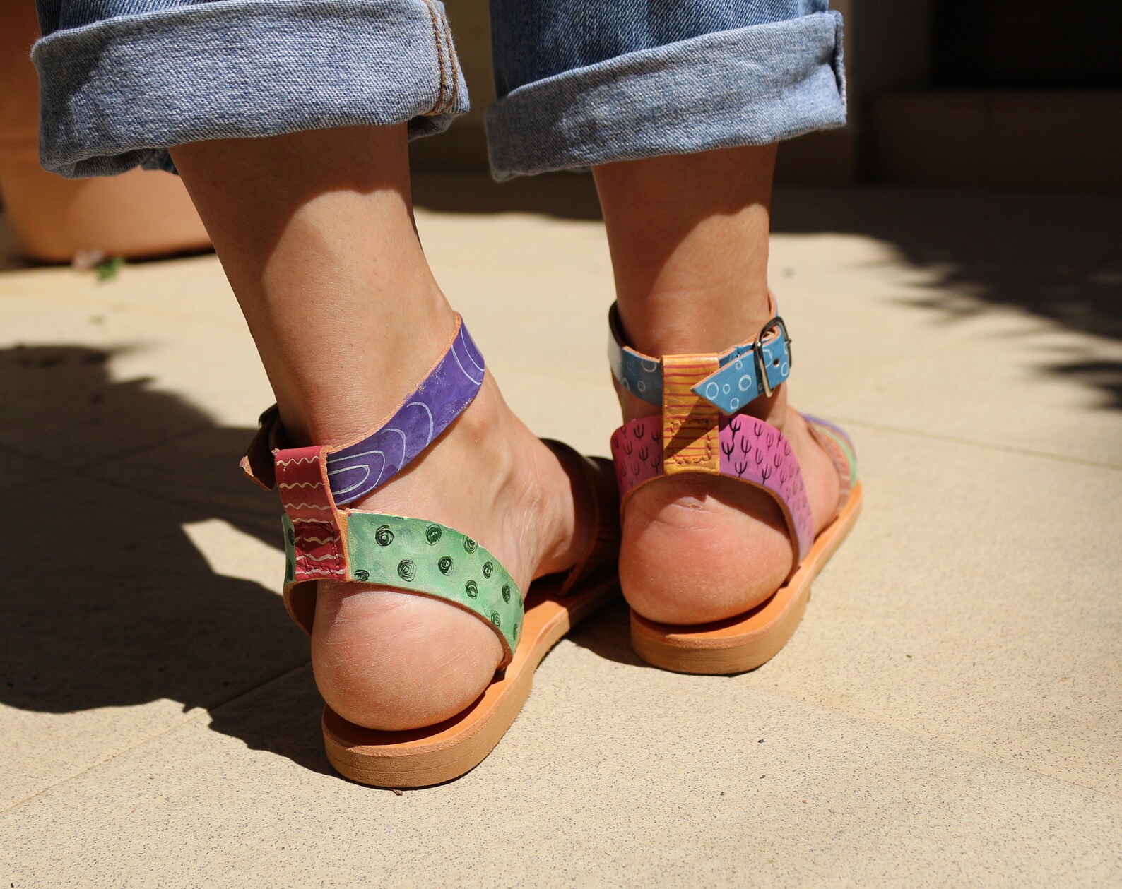 Unique Sandals, Colourful Sandals, Handpainted Sandals, Leather Sandals ...