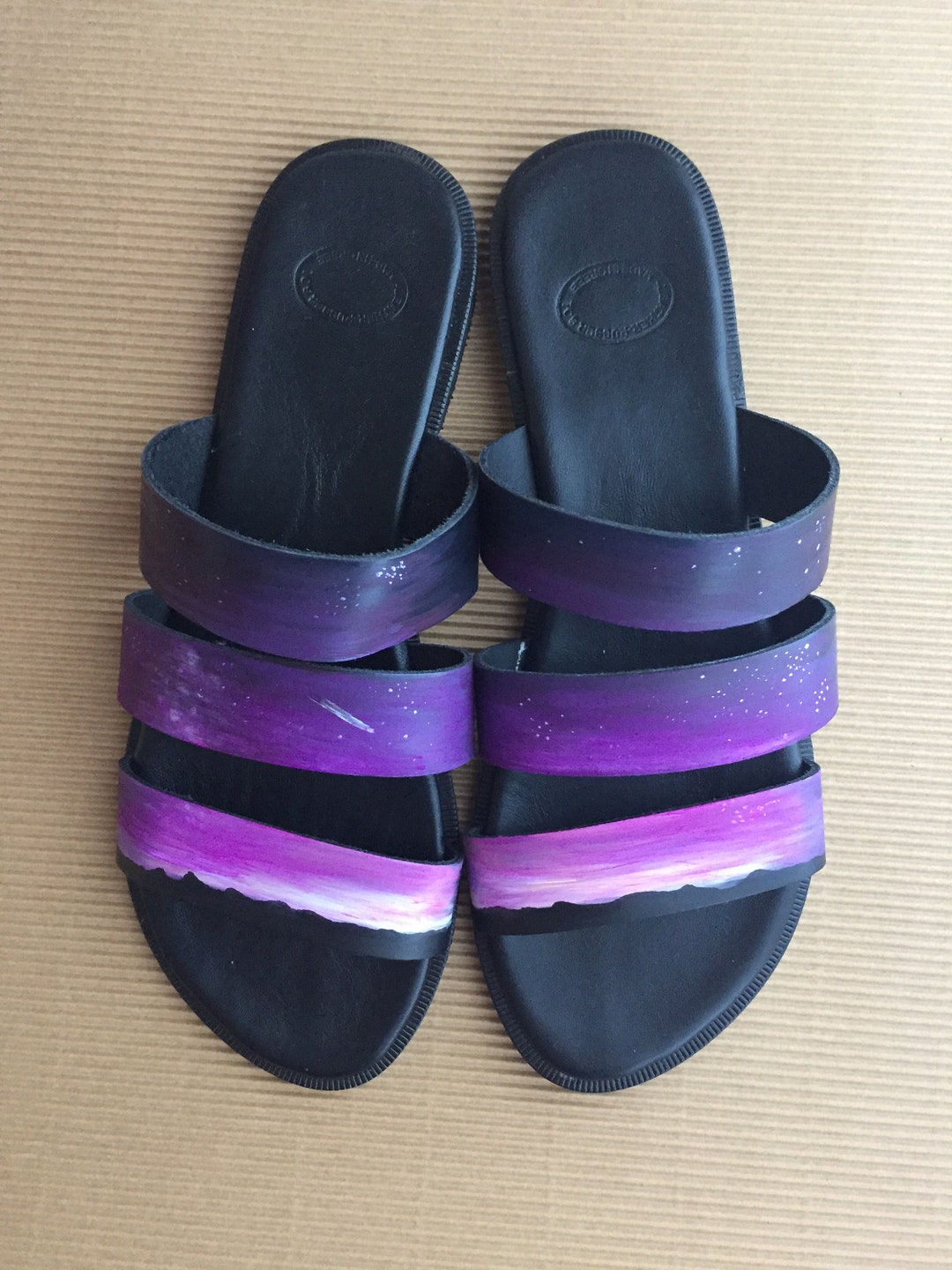 Purple Sandals, Leather Sandals, Comfortable Sandals, Black Sandals ...