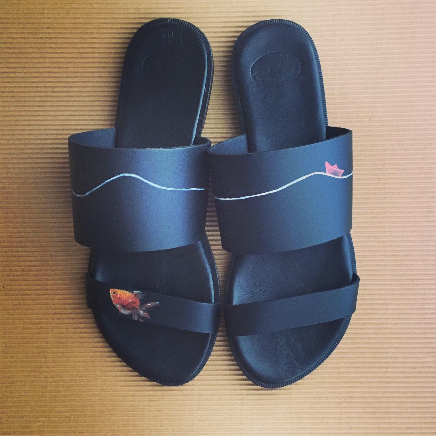 Black Sandals, Hand-painted Sandals, Leather Sandals, Comfortable ...