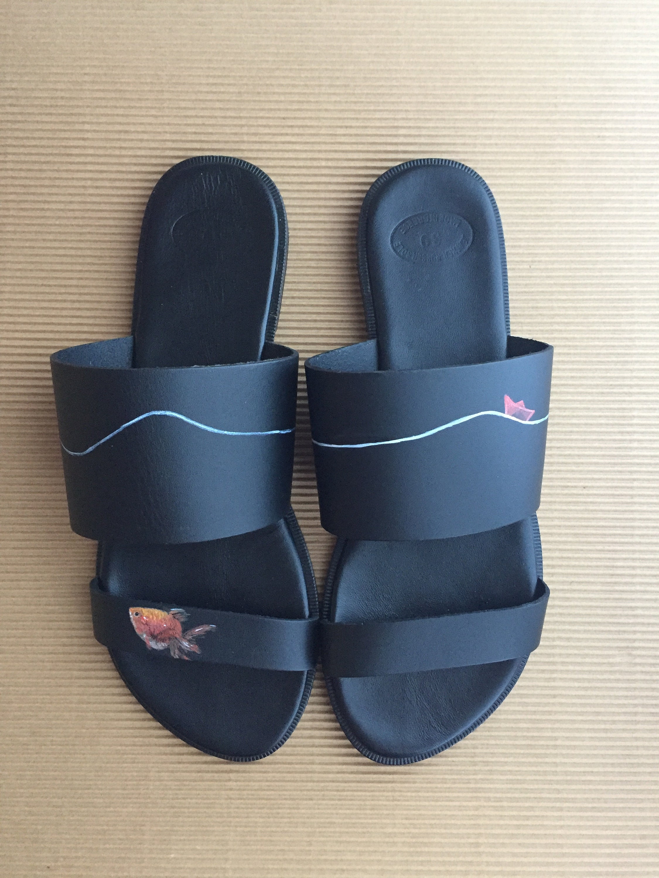 Black Sandals, Hand-painted Sandals, Leather Sandals, Comfortable ...