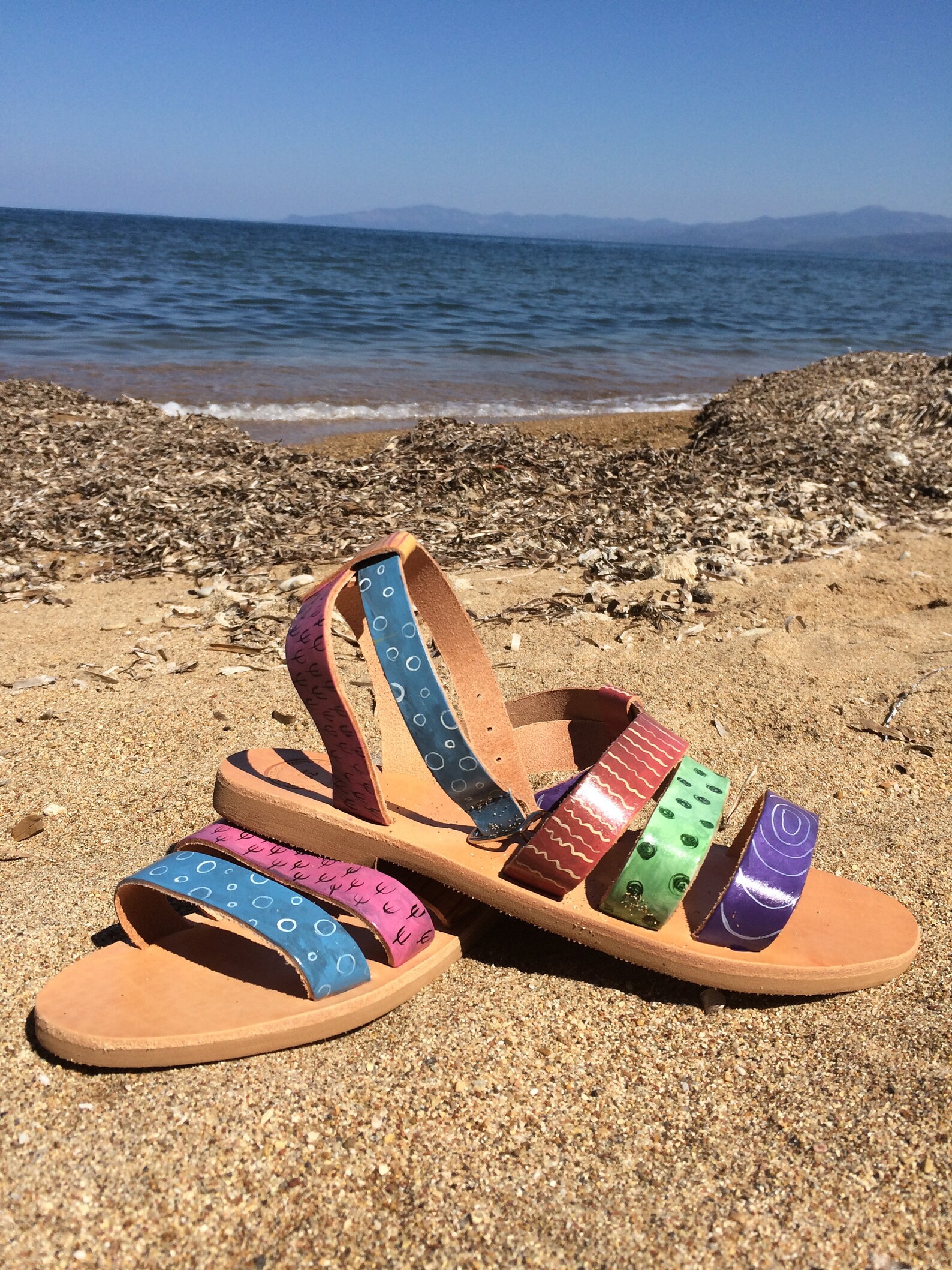 Unique Sandals, Colourful Sandals, Handpainted Sandals, Leather Sandals ...
