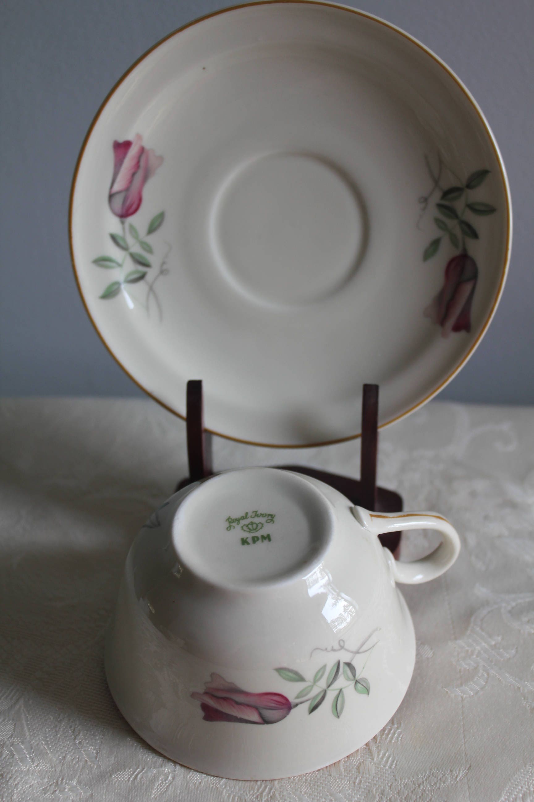 Vintage KPM Tea Cup and Saucer - Etsy