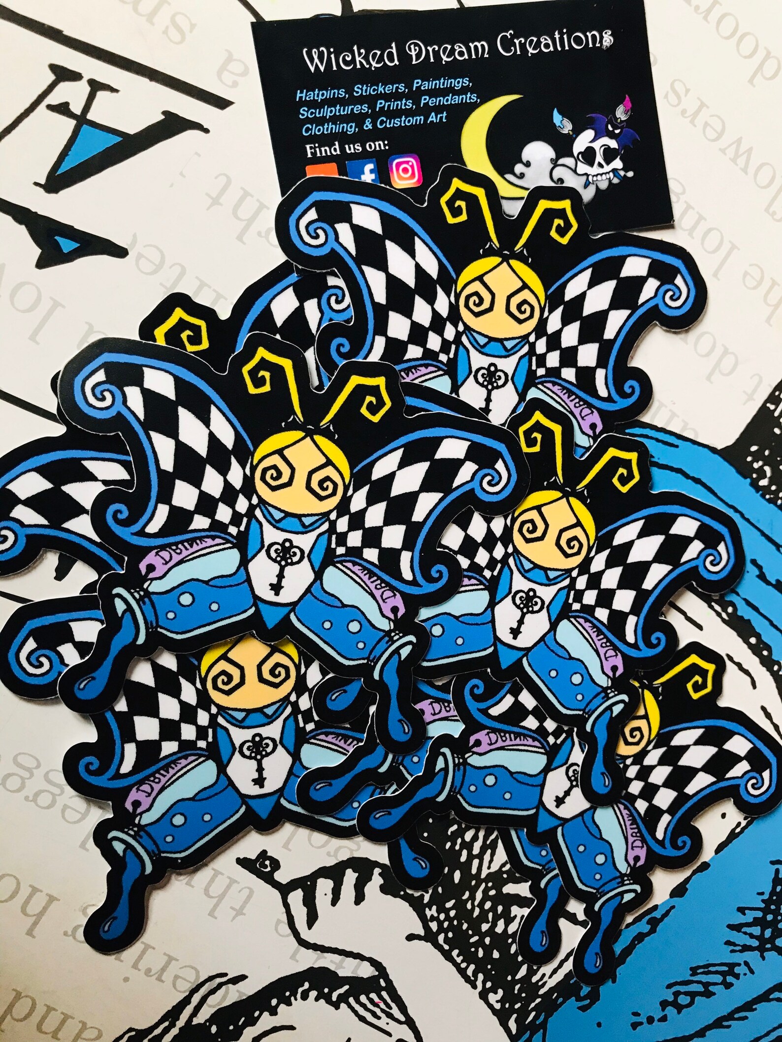 Alice in Wonderland Butterfly 4x3 Waterproof Sticker. Alice Butterfly ...