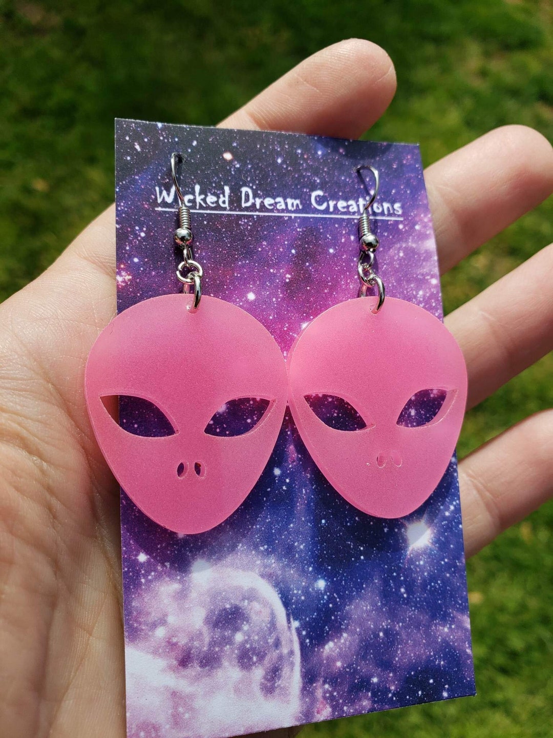 Pink Glow in the Dark Alien Head Earrings. Free Shipping - Etsy