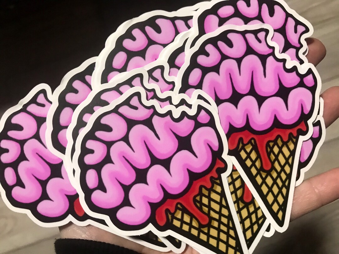 Brain Cream Cone 4 Inch Waterproof Vinyl Sticker. FREE SHIPPING! - Etsy
