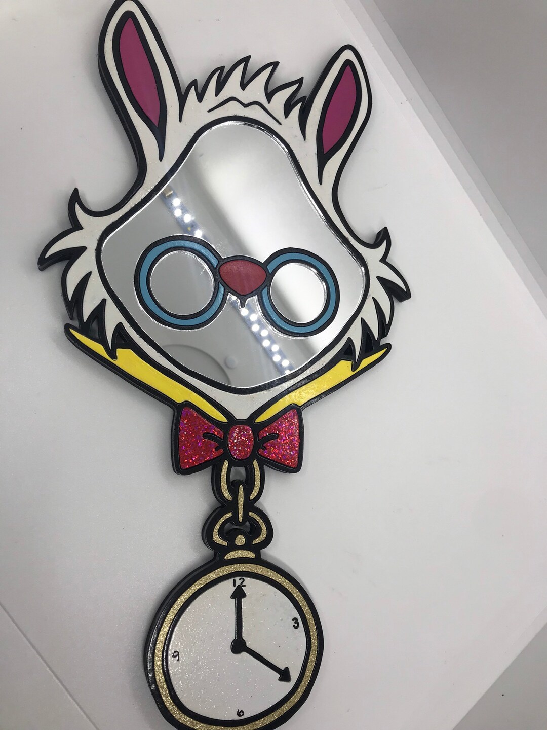 Handmade White Rabbit Mirror With Free Shipping! Wonderland Hand Mirror ...