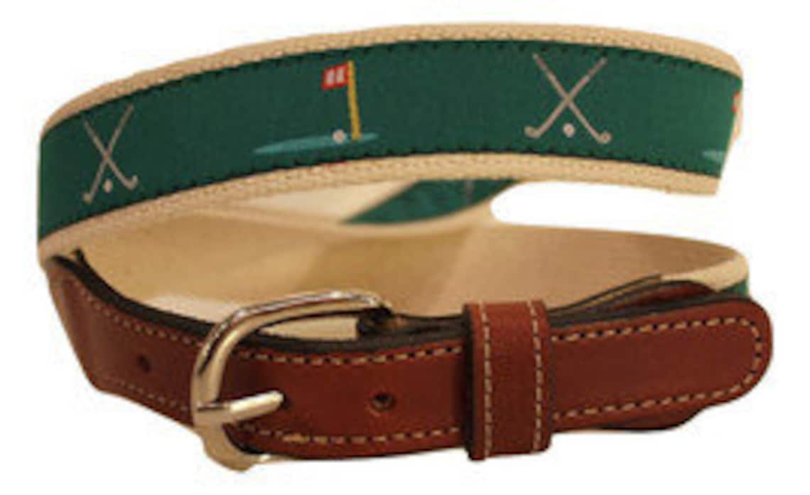Golf Ribbon Men's Web Leather Belt - Etsy