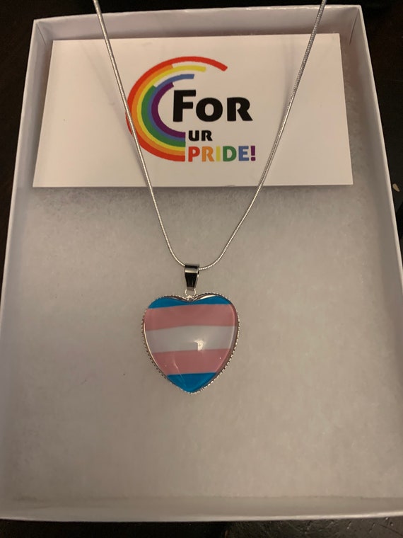 Pansexual Pride Flag charm necklace - Gem