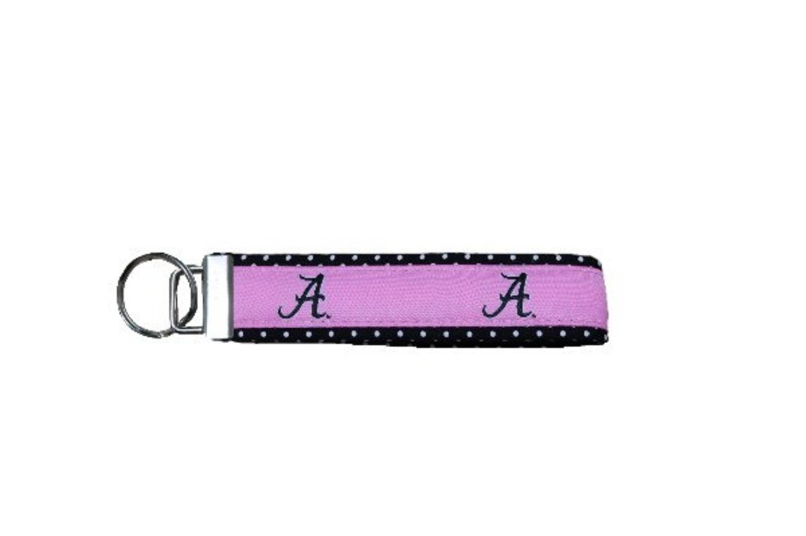 University of Alabama Roll Tide Pink Polka Dot Wristlet Key Chain - Etsy