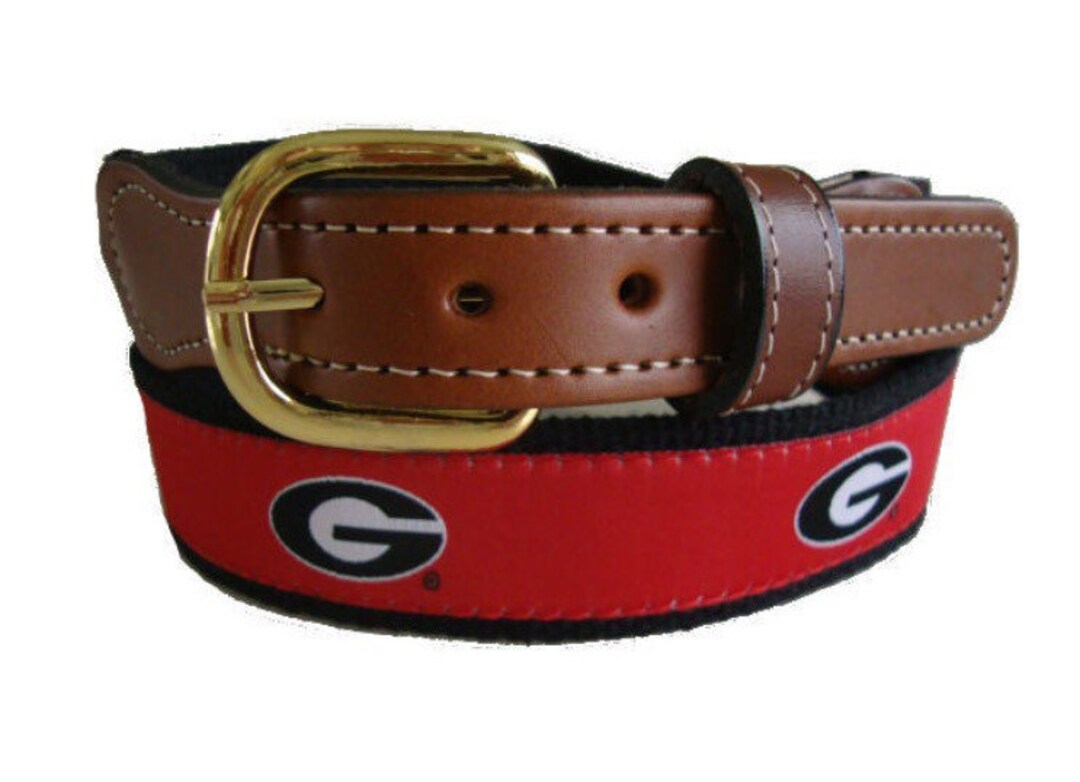 University of Georgia UGA Ribbon Belt With Cotton Web With Leather Belt ...