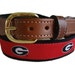 University of Georgia UGA Ribbon Belt With Cotton Web With Leather Belt ...