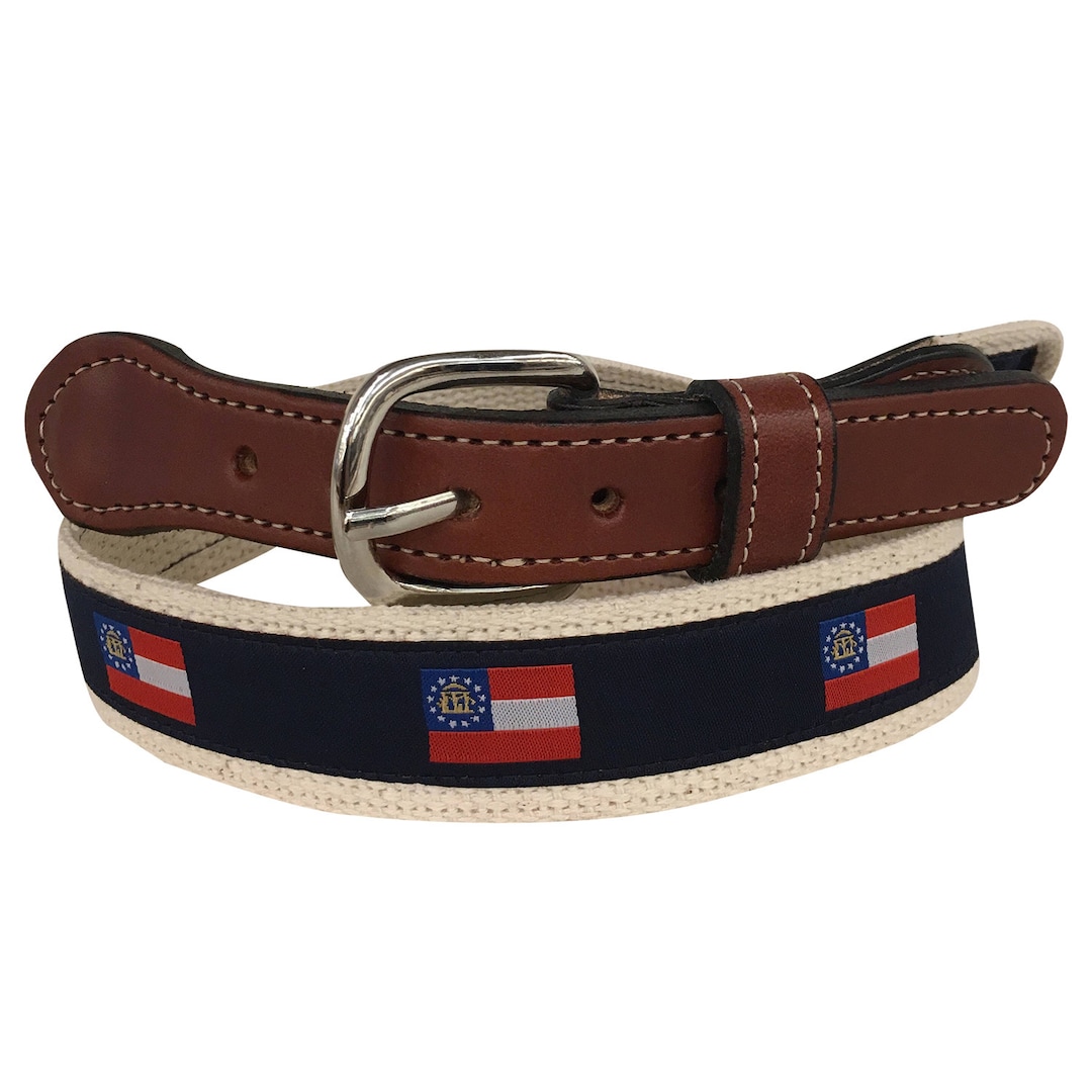State of Georgia Flag Men's Web Leather Belt - Etsy