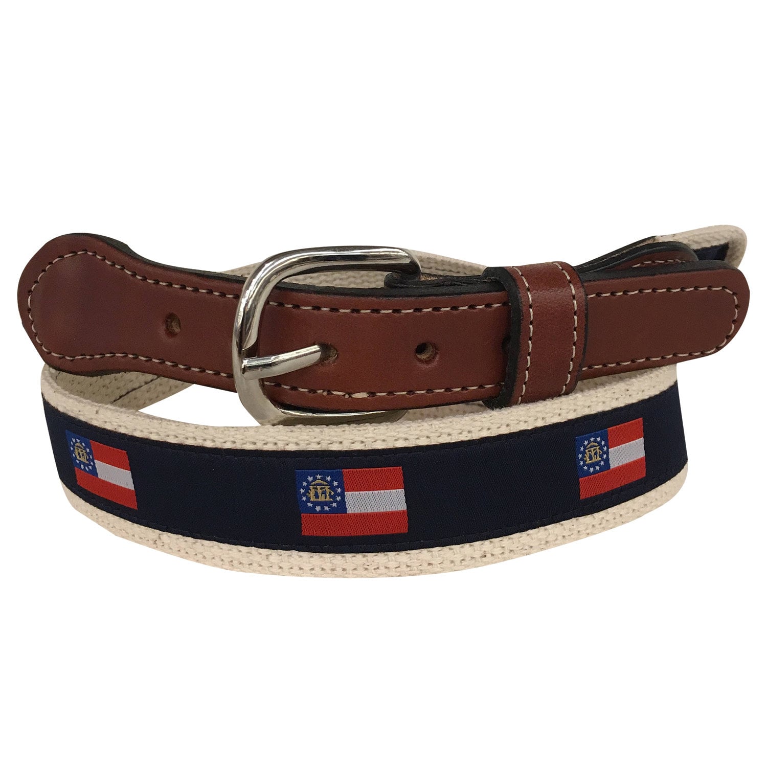 State of Georgia Flag Men's Web Leather Belt - Etsy