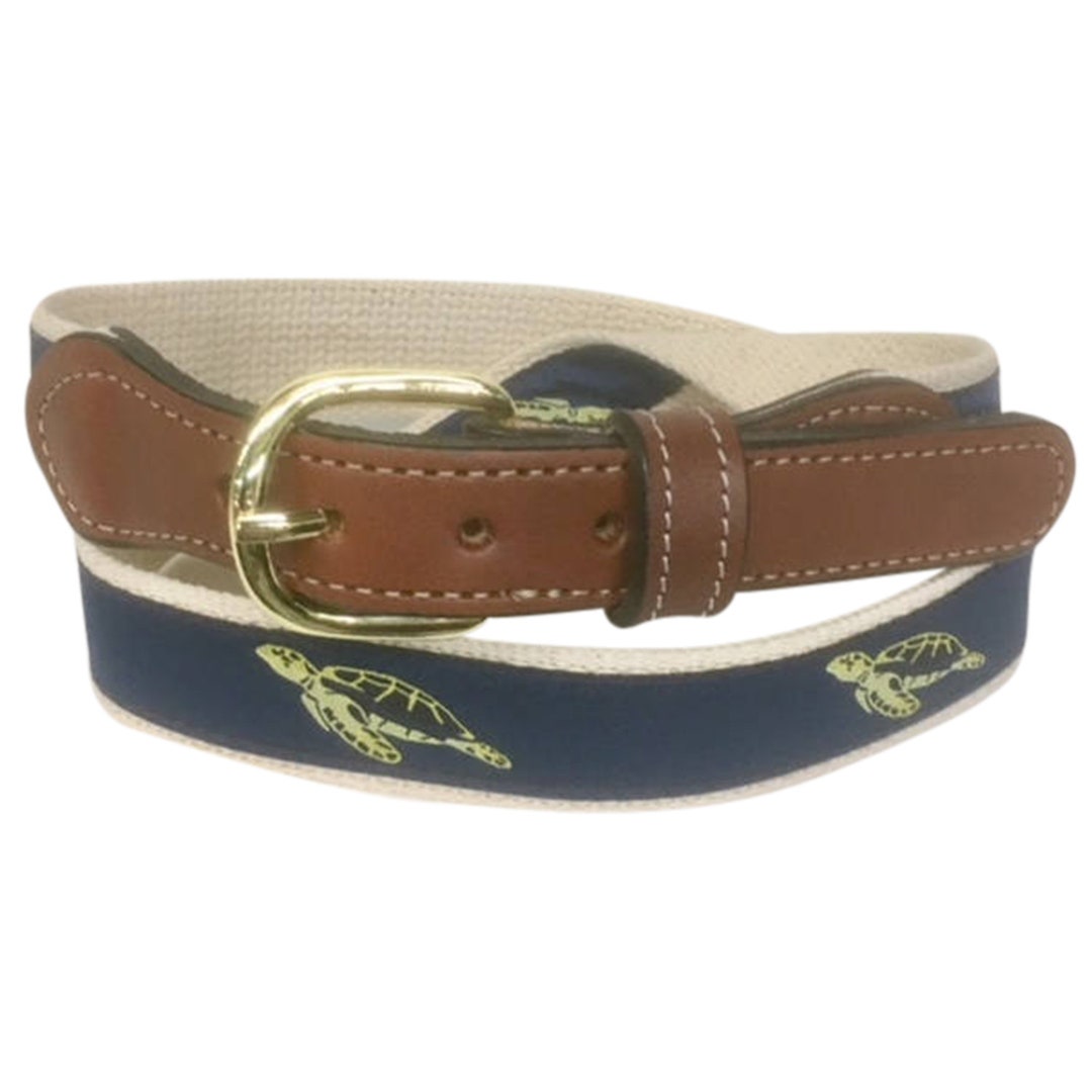 Sea Turtle Ribbon on Cotton Web Belt - Etsy