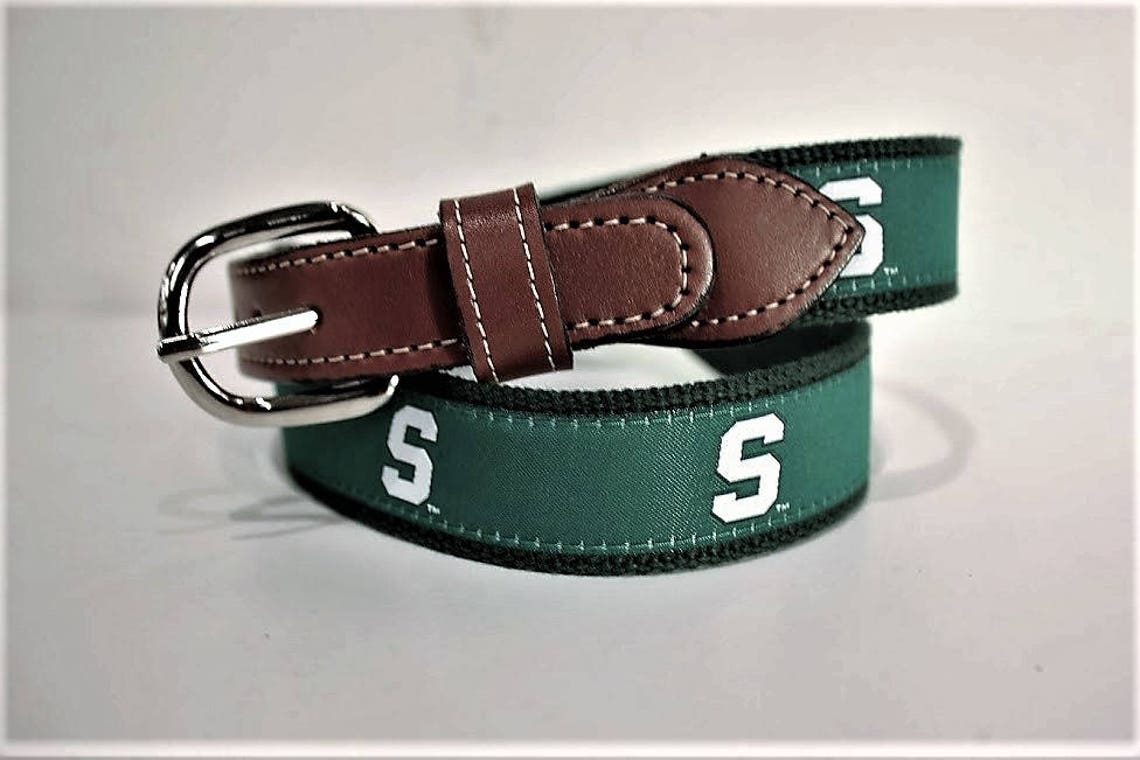 Michigan State University Men's Web Leather Belt - Etsy