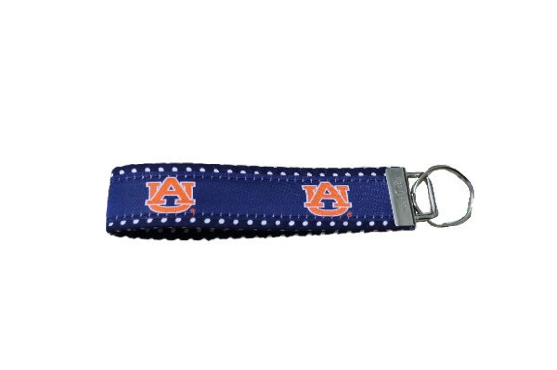 Auburn University Wrislet keychain with polka dot web. | Etsy
