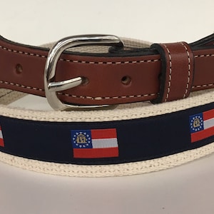 State of Georgia Flag Men's Web Leather Belt - Etsy