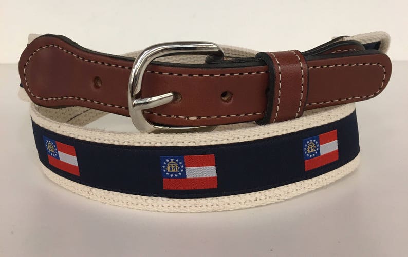 State of Georgia Flag Men's Leather Belt, Made in USA - Etsy