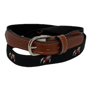 University of Georgia UGA Ribbon Belt With Cotton Web With Leather Belt ...