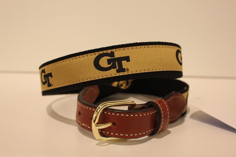 Georgia Tech GT Men's Web Leather Belt | Etsy