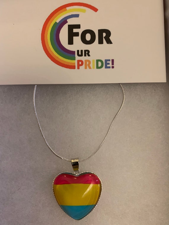 Pansexual Pride Flag charm necklace - Gem
