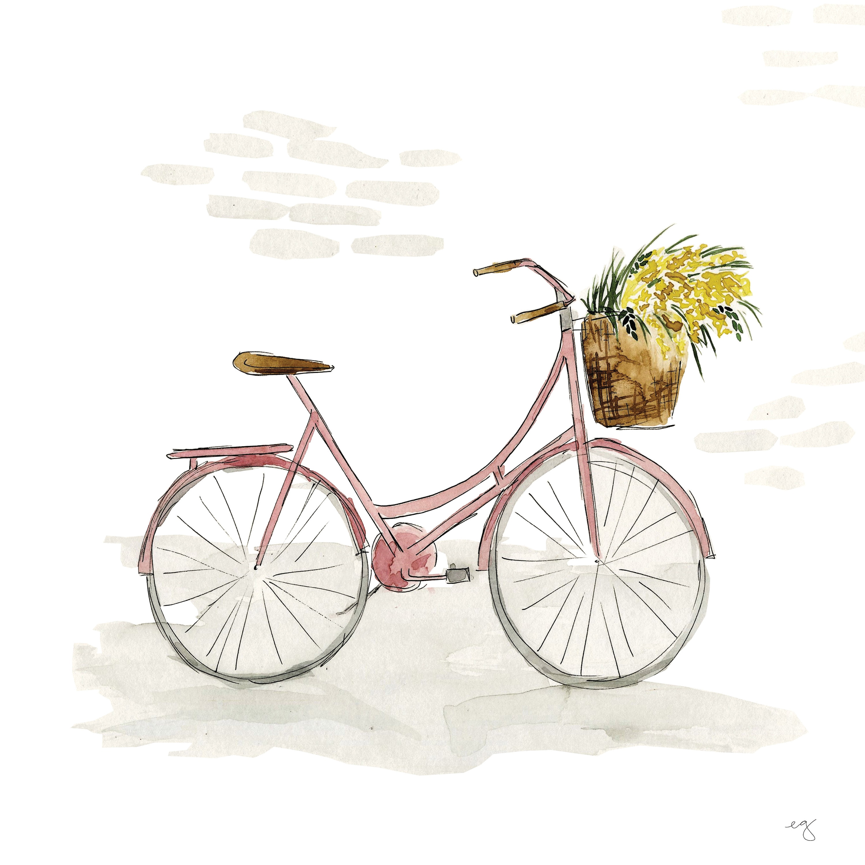 Pink Bicycle Watercolor Print - Etsy