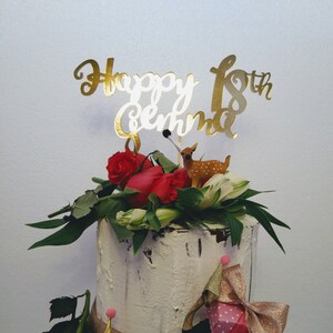 Cake Topper Personalized Mirror Card Cake Decoration Happy - Etsy