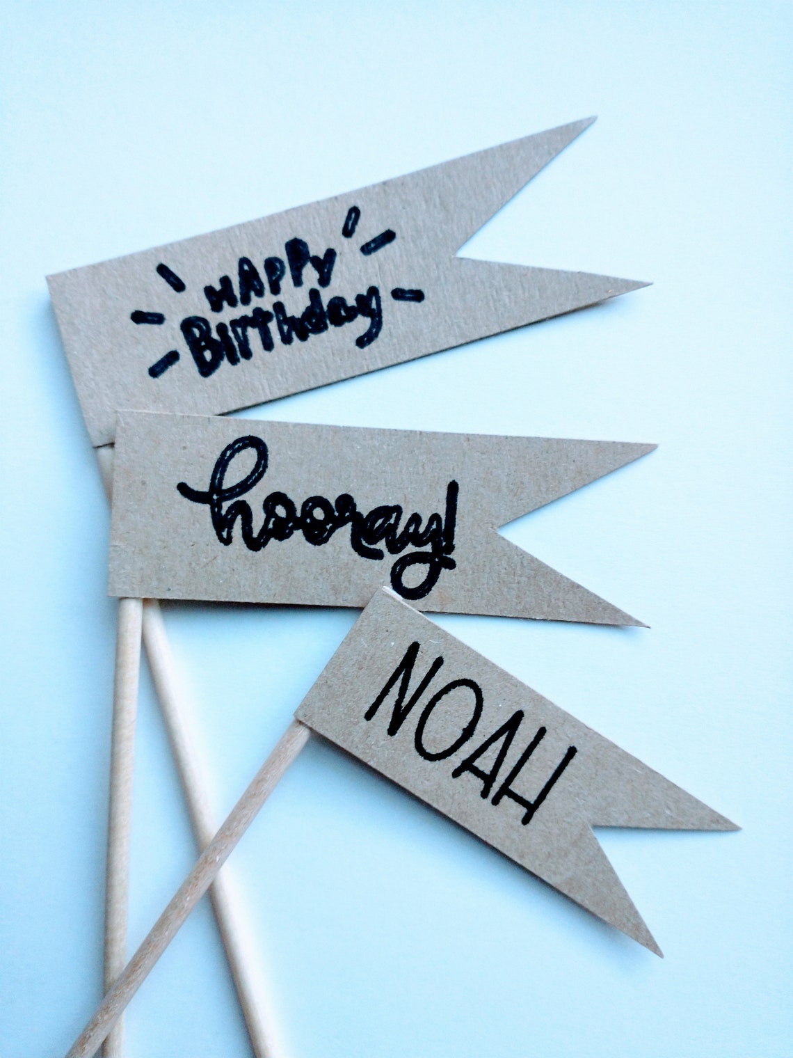 Set of Mini Kraft Flags for Your Celebration Cakes, Cake Topper, Add ...